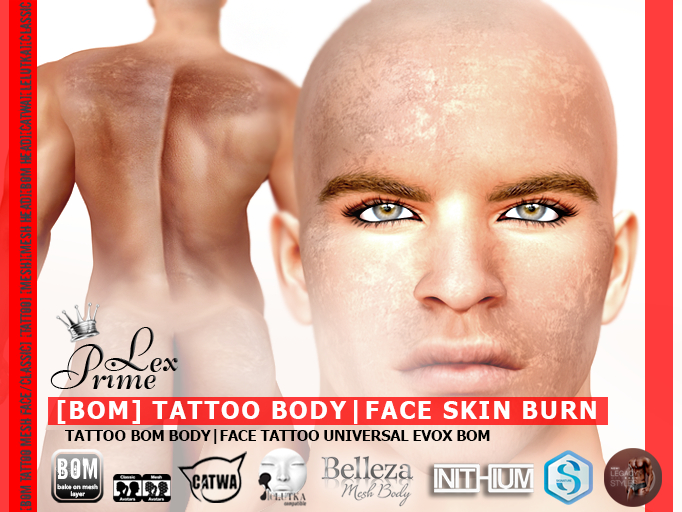 Second Life Marketplace - ♕ Lex.Prime - [BoM] Tattoo Body\Face Skin ...